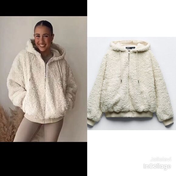 Zara | Jackets & Coats | Zara Faux Shearling Jacket With Hood | Poshmark